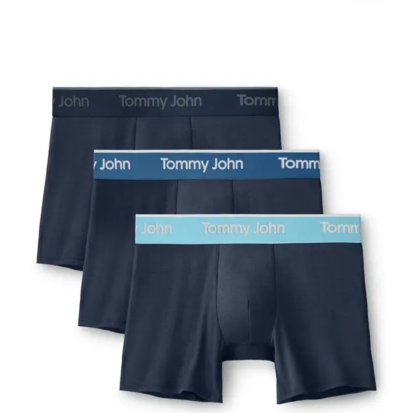 Tommy John Assorted 3-pack Second Skin 4-inch Stretch Modal Boxer Briefs - Dress Blues/ High Tide/ Elixir