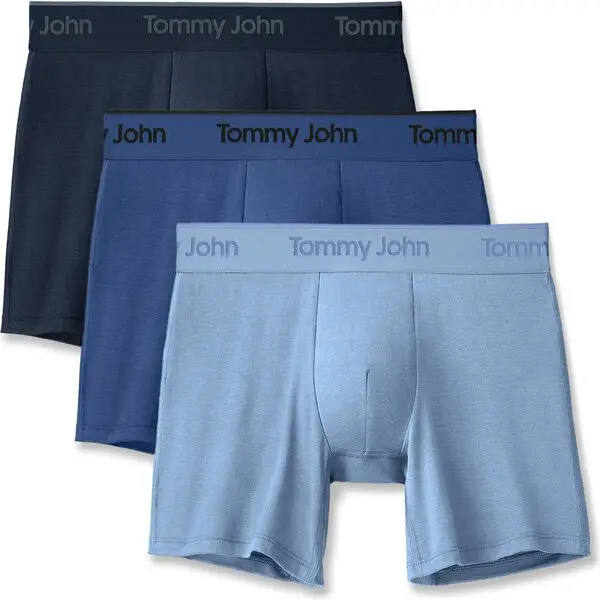 Tommy John Assorted 3-pack Second Skin 4-inch Stretch Modal Boxer Briefs - Dress Blues/blue Quartz/canal