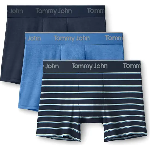 Tommy John Assorted 3-pack Second Skin 4-inch Stretch Modal Boxer Briefs - Dress Blues/marina/seaside