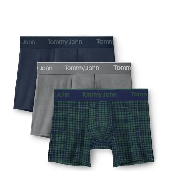 Tommy John Assorted 3-pack Second Skin 4-inch Stretch Modal Boxer Briefs - Dress Blues/monu/green Flannel