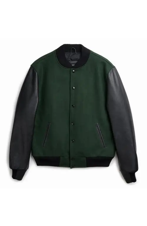 LAST WOLF Varsity Jacket With Leather Sleeves