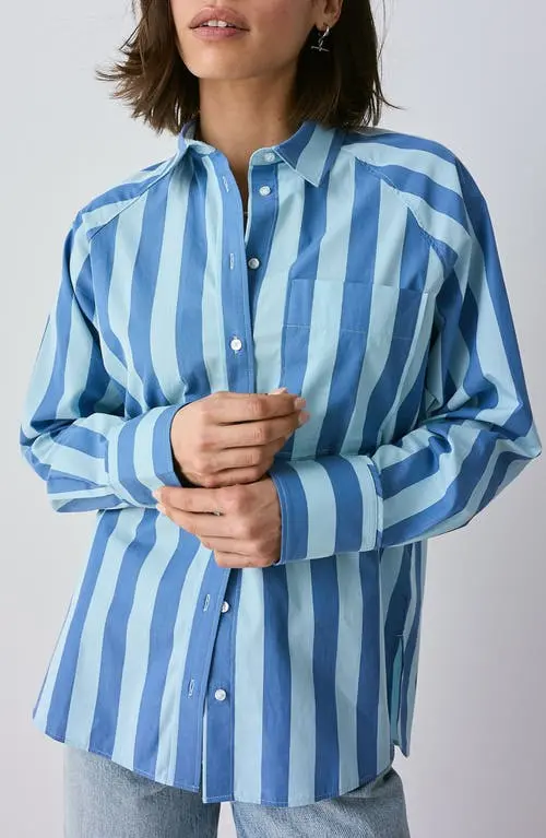 NEXT Stripe Oversized Button-up Shirt - Blue