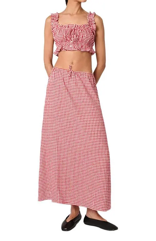 WeWoreWhat Ruffle Button Up Crop Top