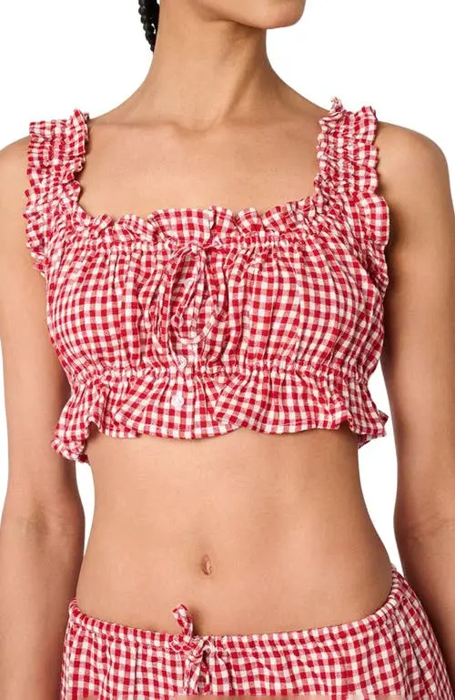 WeWoreWhat Ruffle Button Up Crop Top