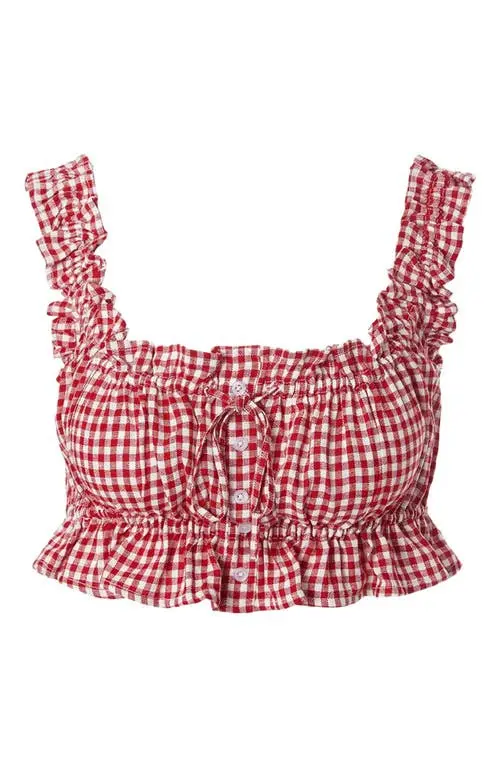 WeWoreWhat Ruffle Button Up Crop Top