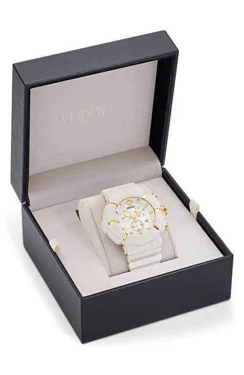 Versace Real Active Chronograph Bracelet Watch - White Ecoceramic