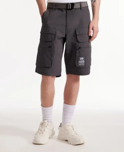ECKO UNLTD. Belted Cargo Shorts - Magnet