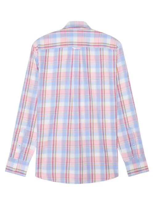 Robert Talbott Harrison Button Down Multicolor Plaid Oxford Shirt - Pink Multi
