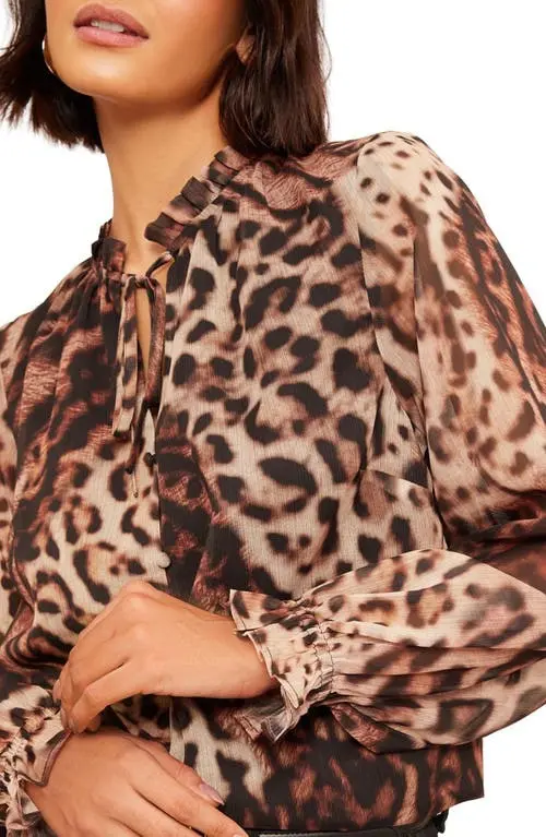 FRIENDS LIKE THESE Animal Print Ruffle Trimmed Top