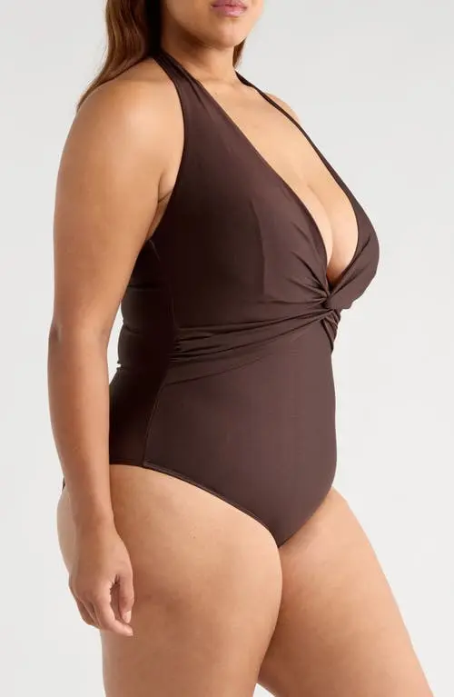 Mango Drape Halter One-piece Swimsuit