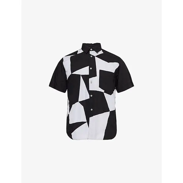 Comme Des Garçons Patchwork Short-sleeve Woven Shirt - Black & White