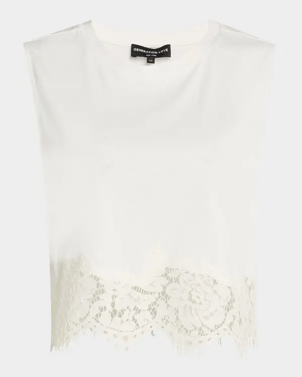 Generation Love Palani Lace Trimmed Top - White