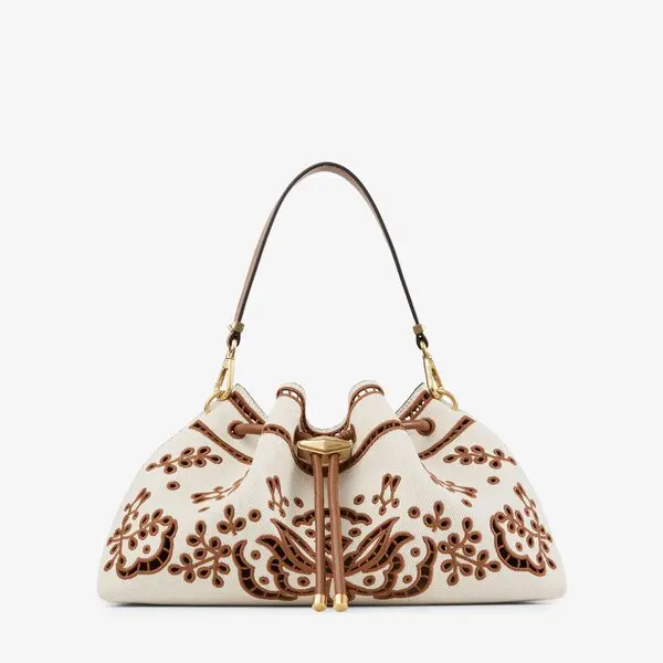 JIMMY CHOO Cinch Medium Canvas Shoulder Bag With Sangallo Embroidery