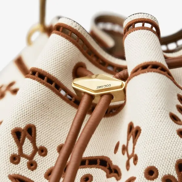 JIMMY CHOO Cinch Medium Canvas Shoulder Bag With Sangallo Embroidery