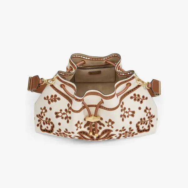 JIMMY CHOO Cinch Medium Canvas Shoulder Bag With Sangallo Embroidery
