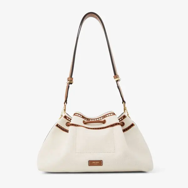 JIMMY CHOO Cinch Medium Canvas Shoulder Bag With Sangallo Embroidery