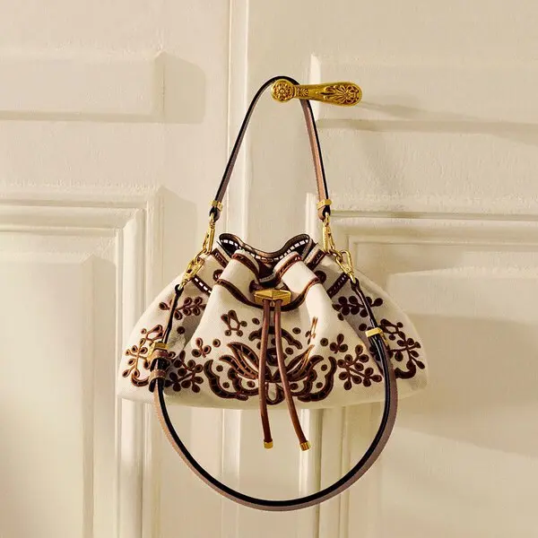 JIMMY CHOO Cinch Medium Canvas Shoulder Bag With Sangallo Embroidery