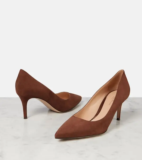 GIANVITO ROSSI 70 Suede Pumps - Brown