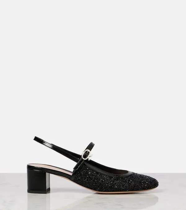 GIANVITO ROSSI Leather-trimmed Slingback Pumps - Black