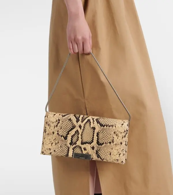 JIL SANDER Carnet Snake-effect Leather Clutch