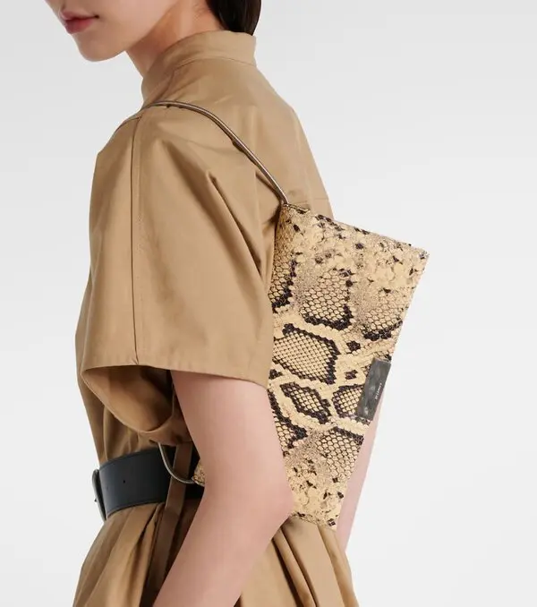 JIL SANDER Carnet Snake-effect Leather Clutch