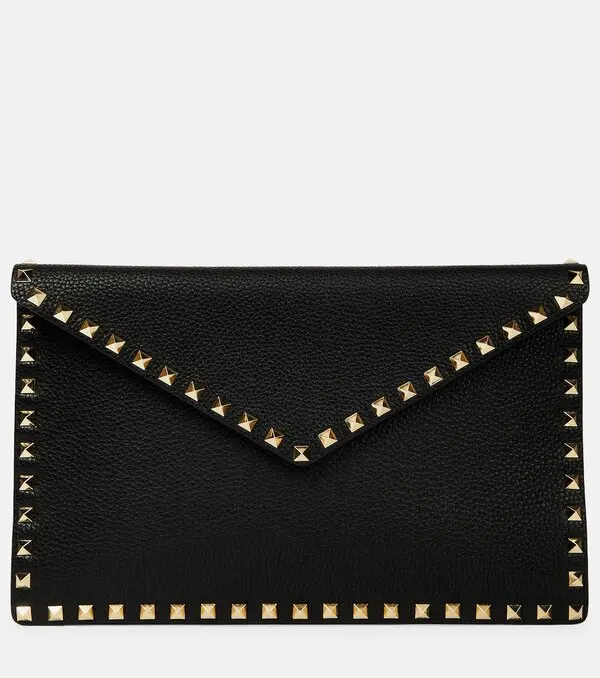 Valentino Garavani Rockstud Leather Clutch - Black