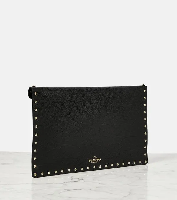 Valentino Garavani Rockstud Leather Clutch - Black