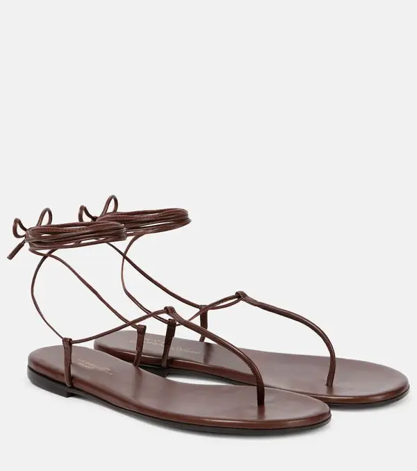 GIANVITO ROSSI Leather Lace-up Open-toe Sandals - Brown