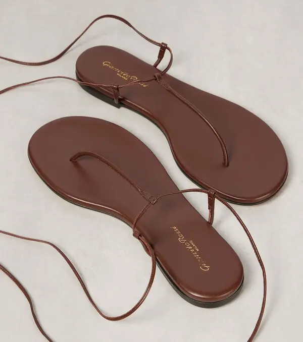GIANVITO ROSSI Leather Lace-up Open-toe Sandals - Brown