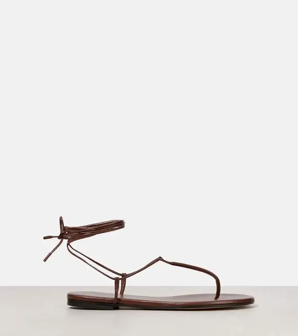 GIANVITO ROSSI Leather Lace-up Open-toe Sandals - Brown