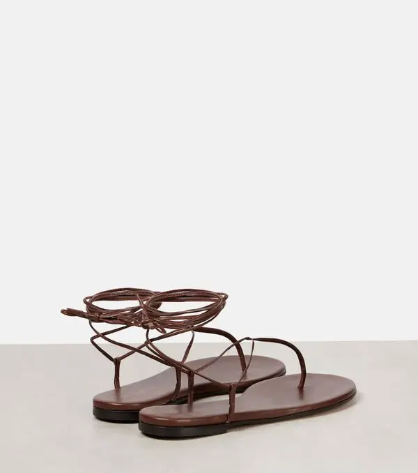 GIANVITO ROSSI Leather Lace-up Open-toe Sandals - Brown