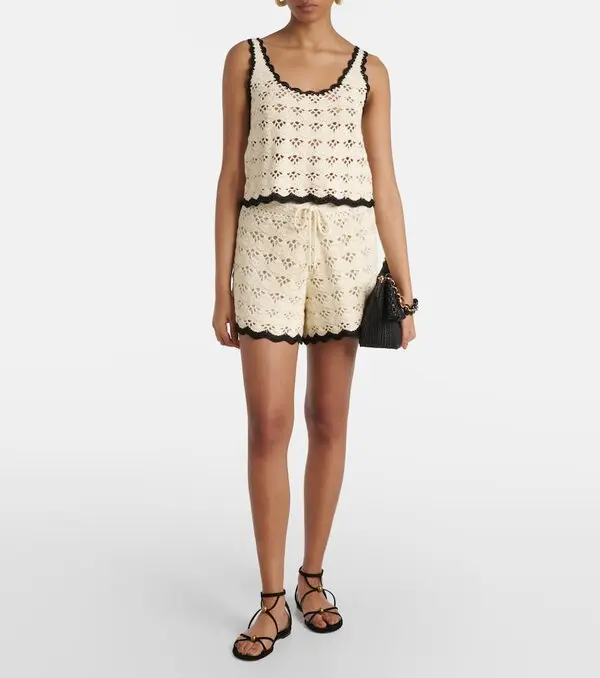 Zimmermann Rhiannon Crochet Cotton Shorts - White