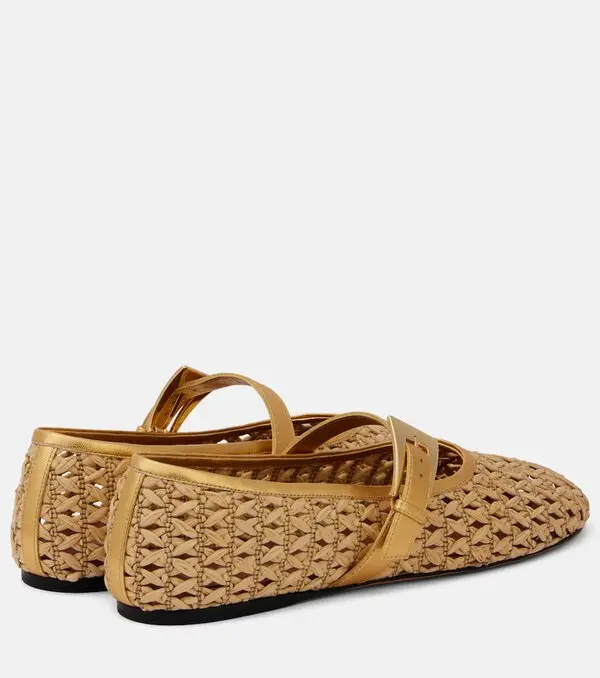 Paris Texas Sveva Raffia Mary Jane Flats