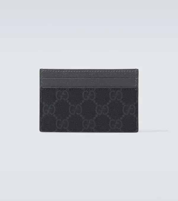 Gucci Gg Canvas And Leather Card Holder - Black