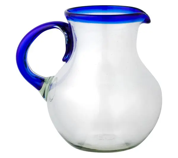 10 STRAWBERRY STREET Cobalt Rim Pitcher Mexican Glass - One-color