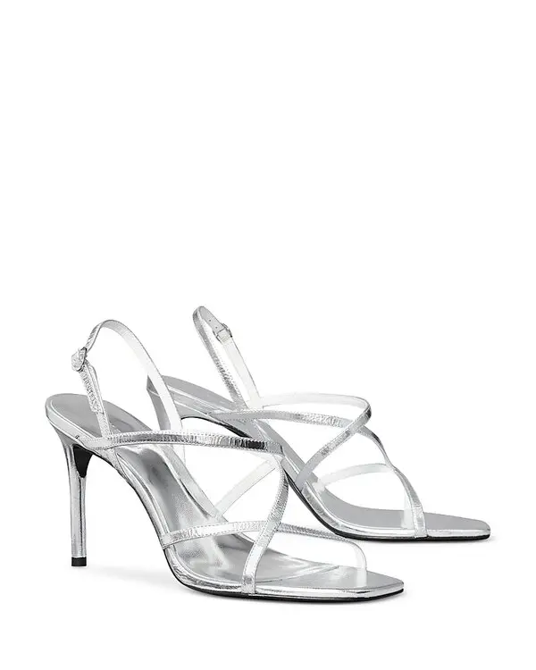 Tory Burch Multi-strap Stiletto Sandals - Silver