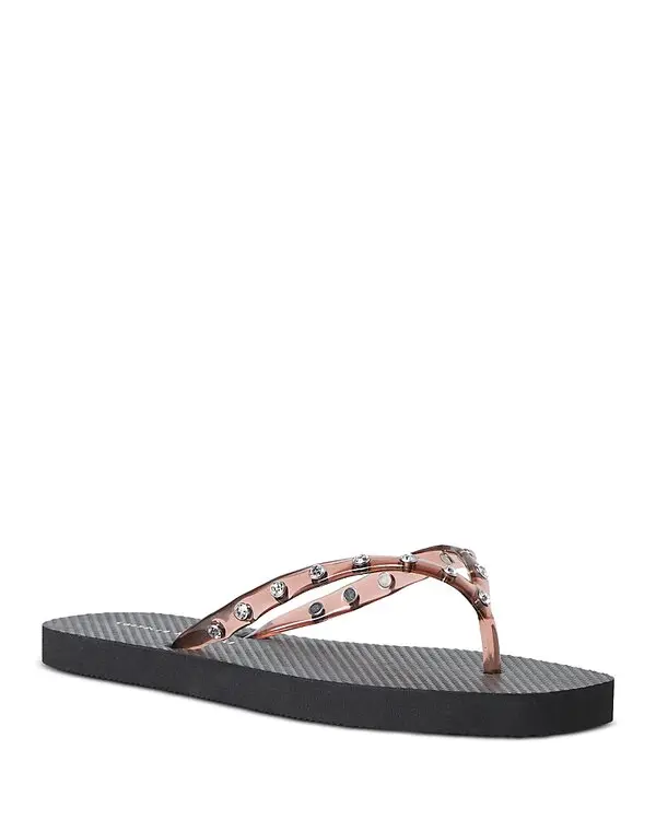 LOEFFLER RANDALL Crystal Embellished Flip Flop Sandals - Brown/black