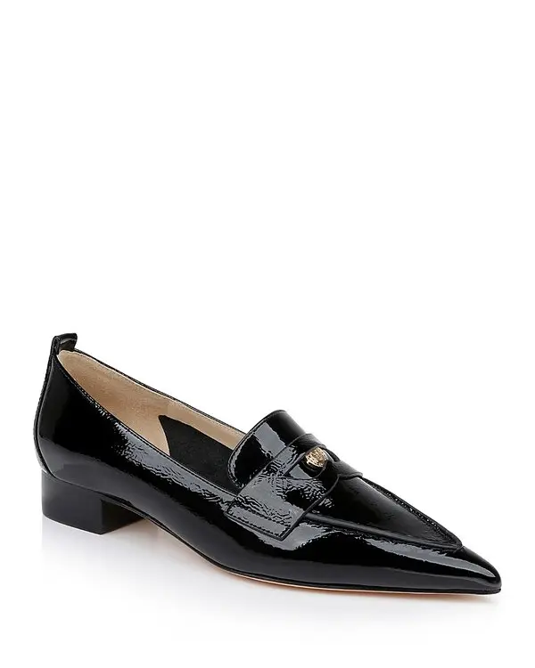 L'Agence Maelys Pointed Toe Block Heel Shoes - Black Patent