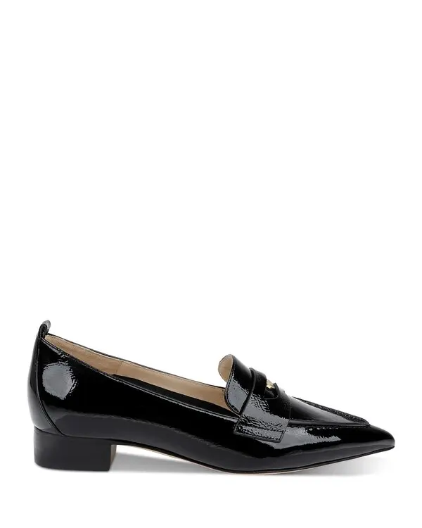 L'Agence Maelys Pointed Toe Block Heel Shoes - Black Patent
