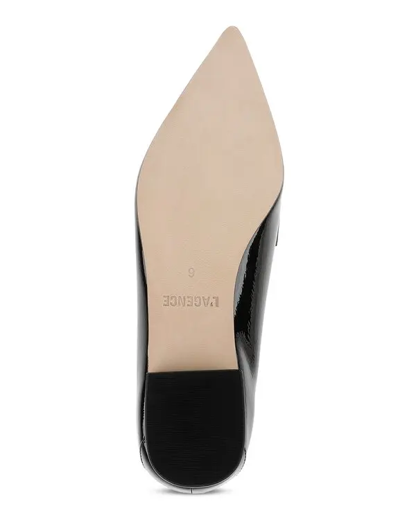 L'Agence Maelys Pointed Toe Block Heel Shoes - Black Patent