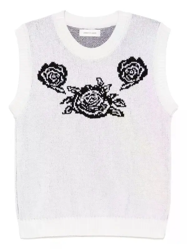 ERNEST W. BAKER Rose-embroidered Vest - White