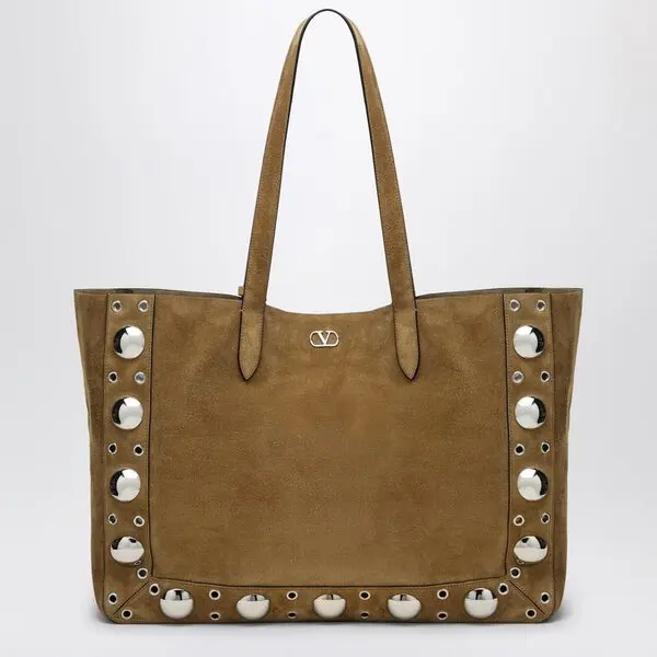 Valentino Garavani Large Nellcôte Tote Bag In Suede - Beige