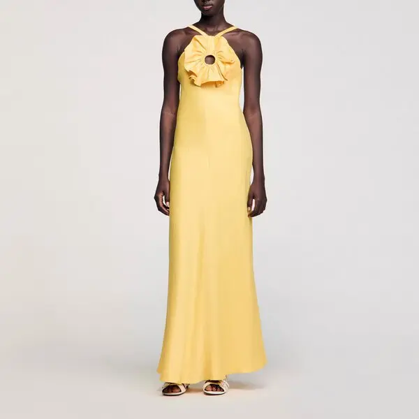 Sandro Floral Detail Maxi Dress - Straw