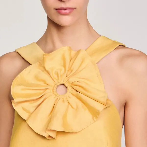 Sandro Ruffled Flower Crop Top