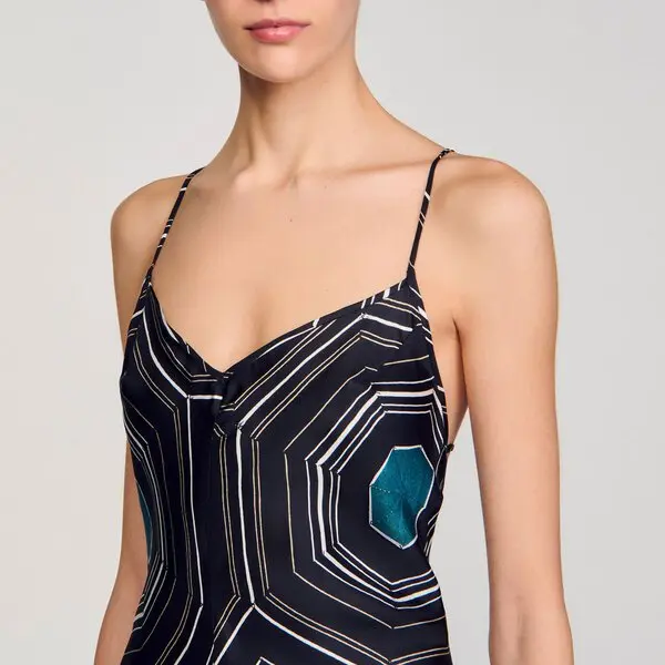 Sandro Patterned Silk Maxi Dress
