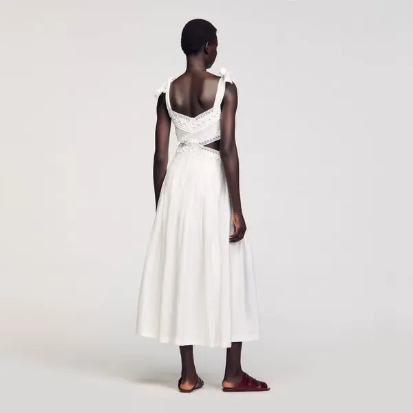Sandro Lace Trim Maxi Dress In White - 20% Off | Editorialist