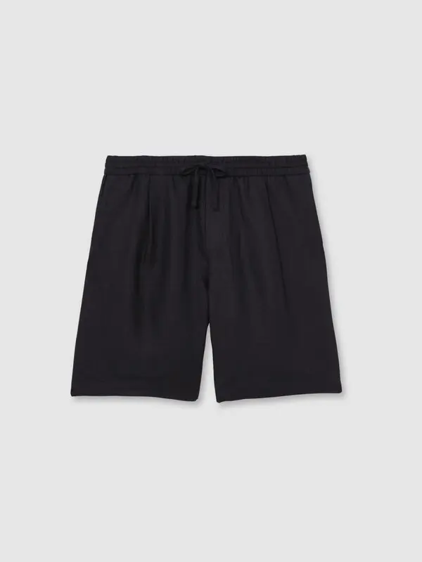 REISS Linen Drawstring Shorts - Navy
