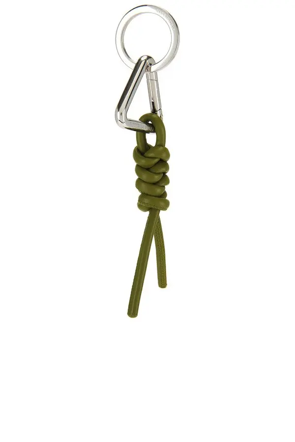 Bottega Veneta Triangle Knot Key Ring - Matcha & Silver