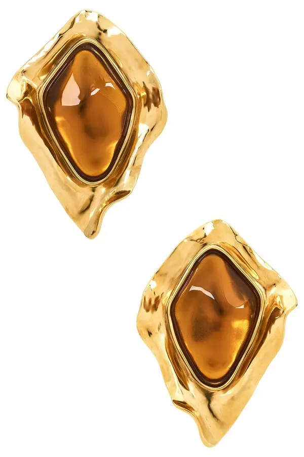 Saint Laurent Resin Clip-on Earrings - Or Laiton & Ambre