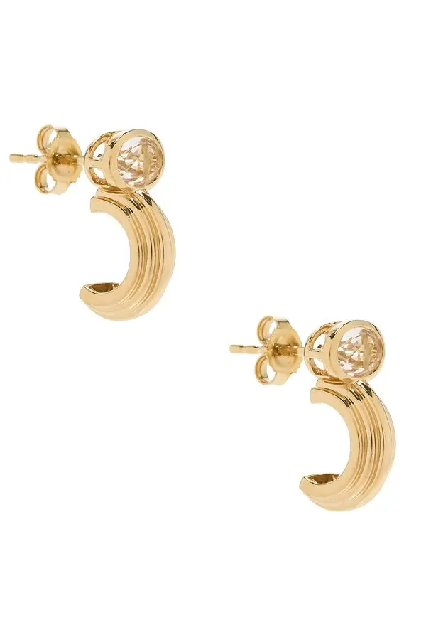 STONE AND STRAND Pavillion Diamond Earrings - 14k Yellow Gold & White Topaz